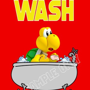 Super Mario V1 Wash Brush Floss Flush Kids Bathroom Decor Wall Art ...