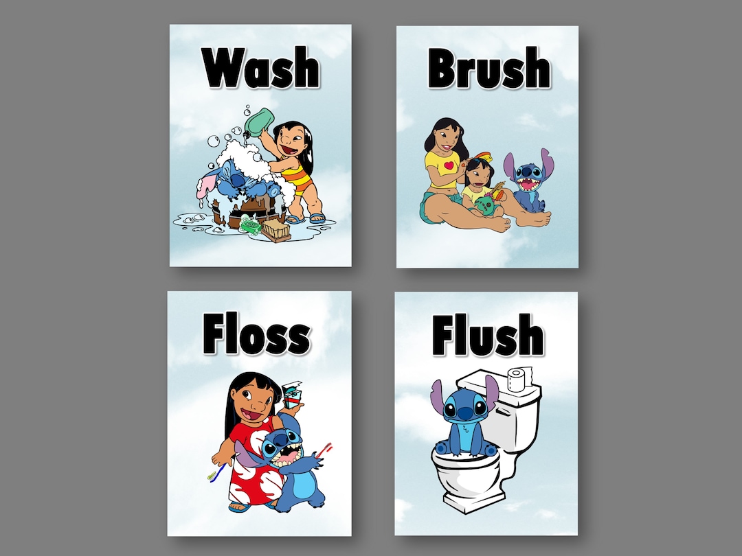 Lilo and Stitch Bathroom Prints - Set of 4 - Etsy