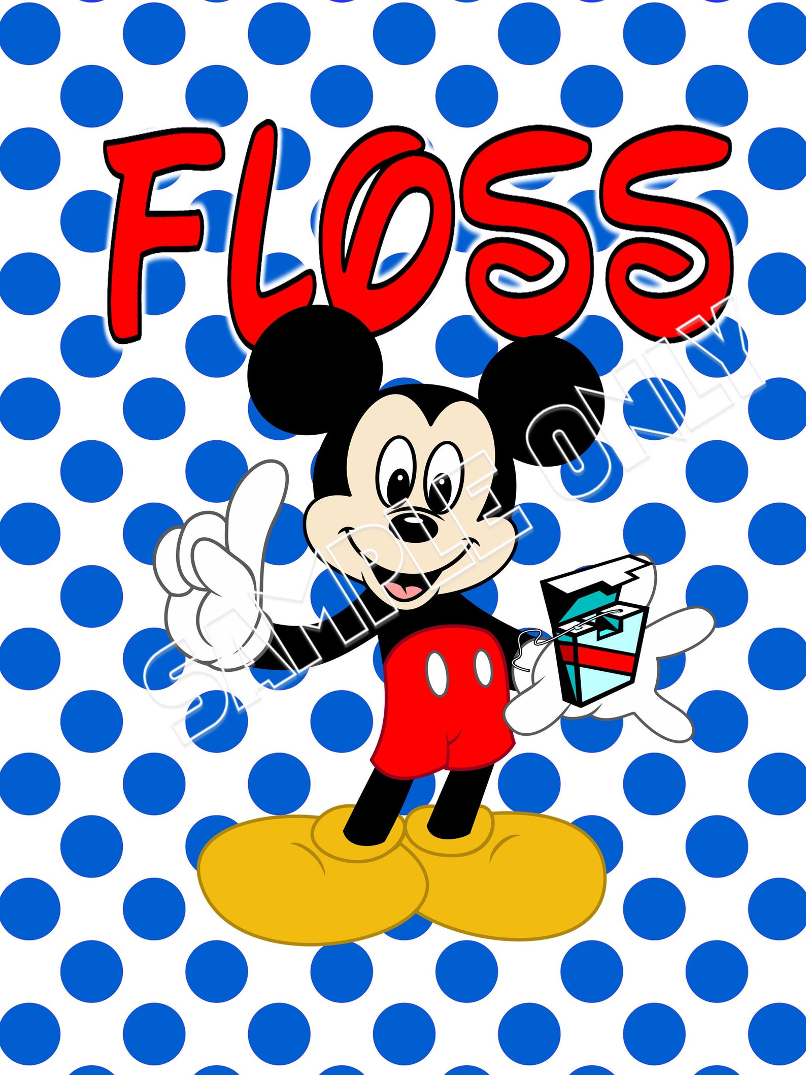 Mickey Mouse Royal Blue Wash Brush Floss Flush Kids Bathroom - Etsy