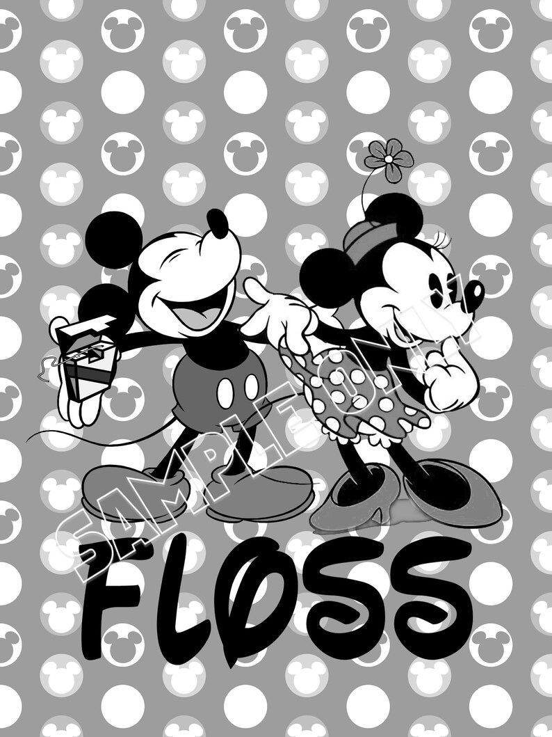 Mickey and Minnie Mouse Monochrome Wash Brush Floss Flush Children's ...