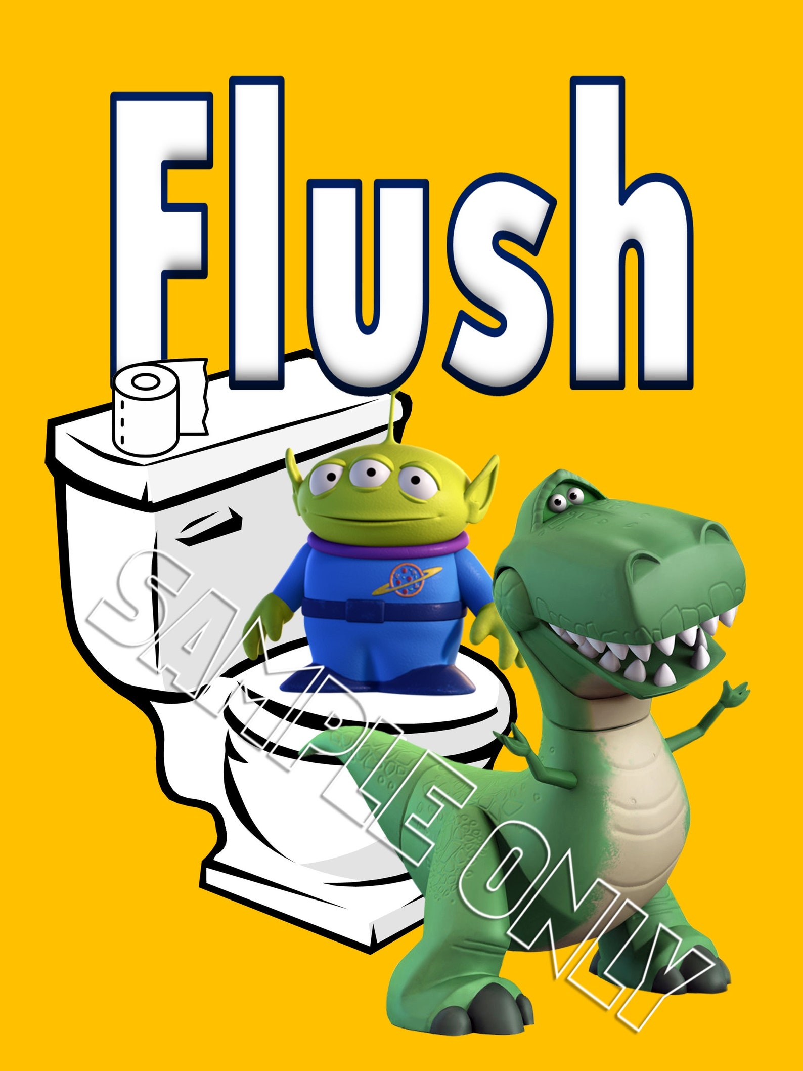 Toy Story Wash Brush Floss Flush Kids Bathroom Wall Art Prints - Set of ...