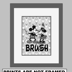 Mickey and Minnie Mouse Monochrome Wash Brush Floss Flush Children's ...