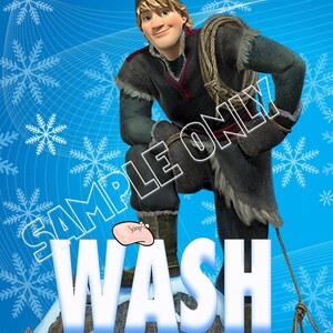 Disney Frozen Wash Brush Floss Flush Kids Bathroom Decor Wall Art ...