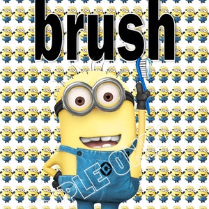 Minions Bathroom Prints: Kids Wash, Brush, Floss, Flush - Etsy