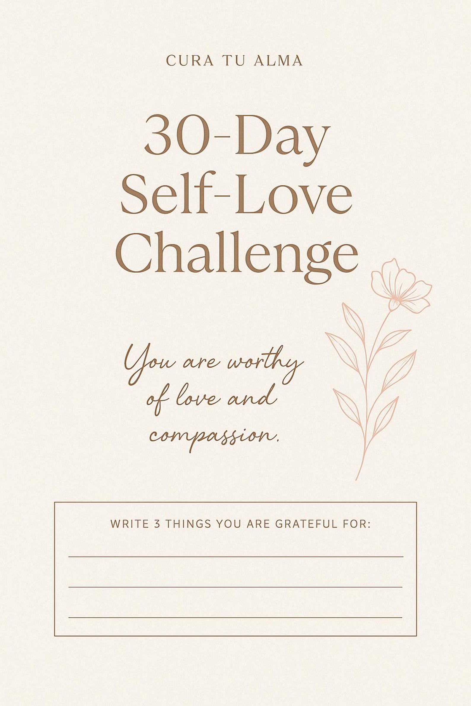 30-day Self-love Challenge Printable | Daily Affirmations & Journal ...