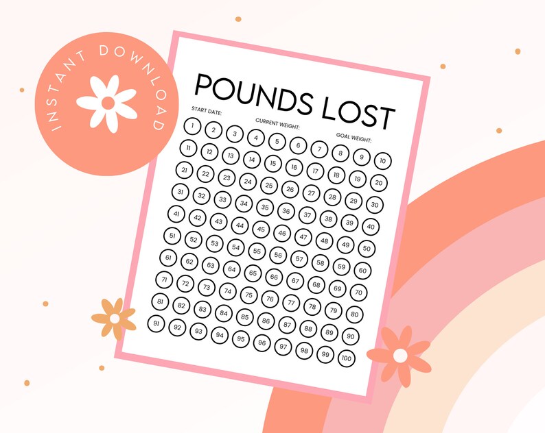 Weight Loss Tracker, 100 Lbs, Weightloss Journal, 100 Pound Lost ...