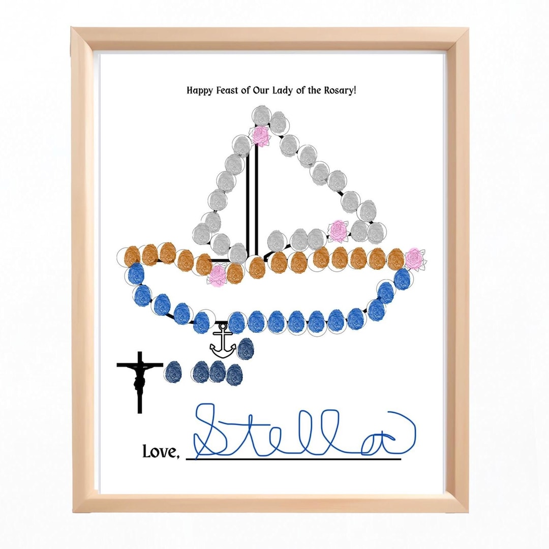 Our Lady of the Rosary Handprint Art: Catholic Homeschool Keepsake ...
