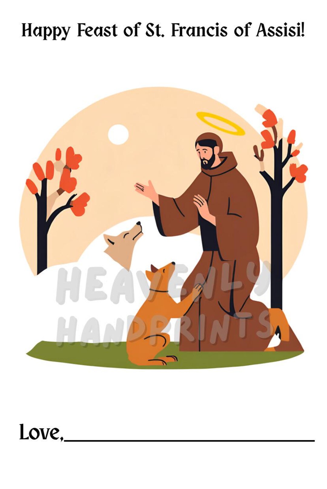 St. Francis of Assisi Catholic Kids Handprint Art Template With Brother ...