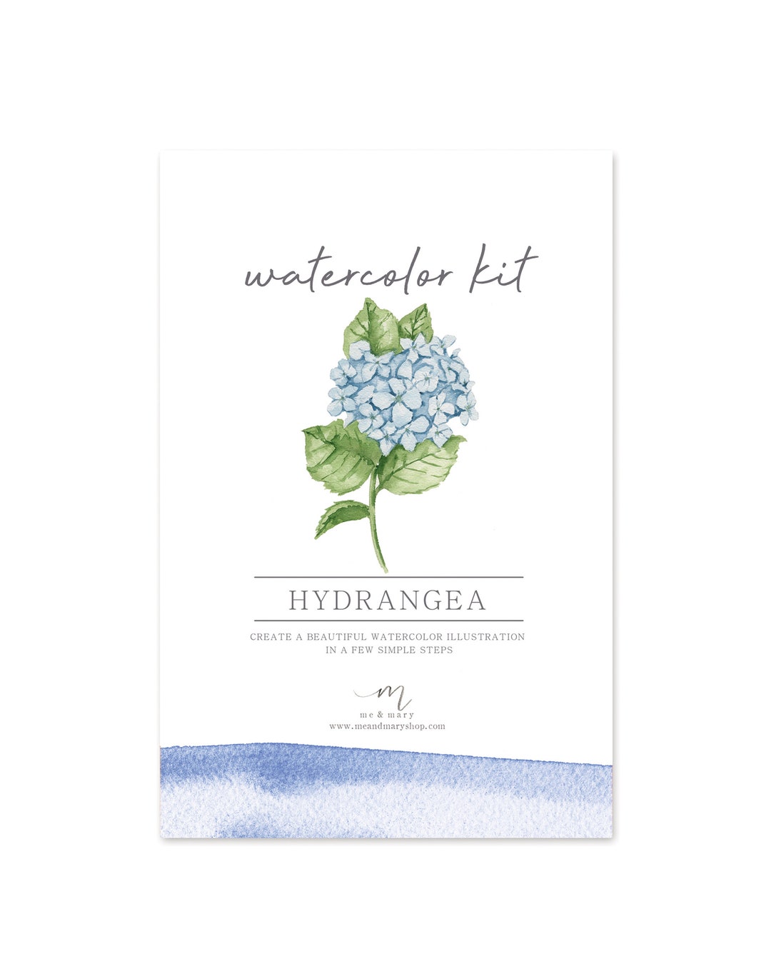 Watercolor DIY Kit Blue Hydrangea Flower - Etsy