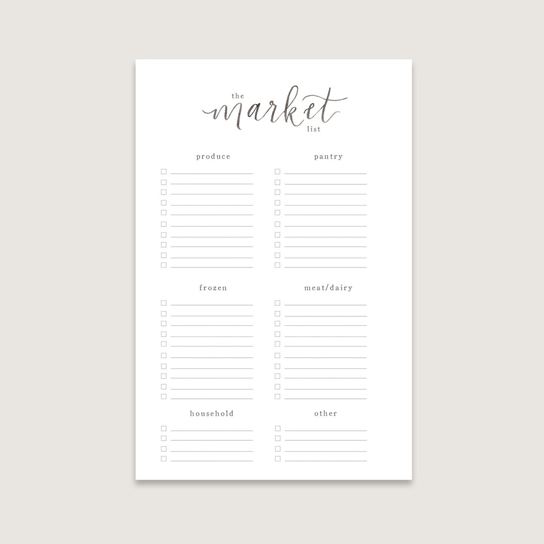 Market List - Grocery Shopping - Notepad - Etsy