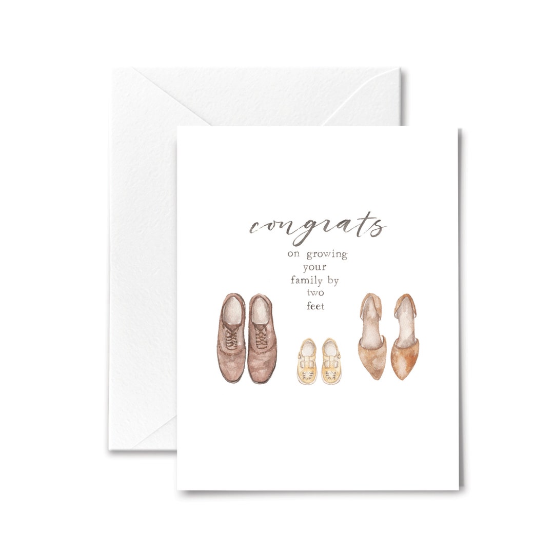 Baby Card - Congrats Growing Family Two Feet Shoes - Etsy