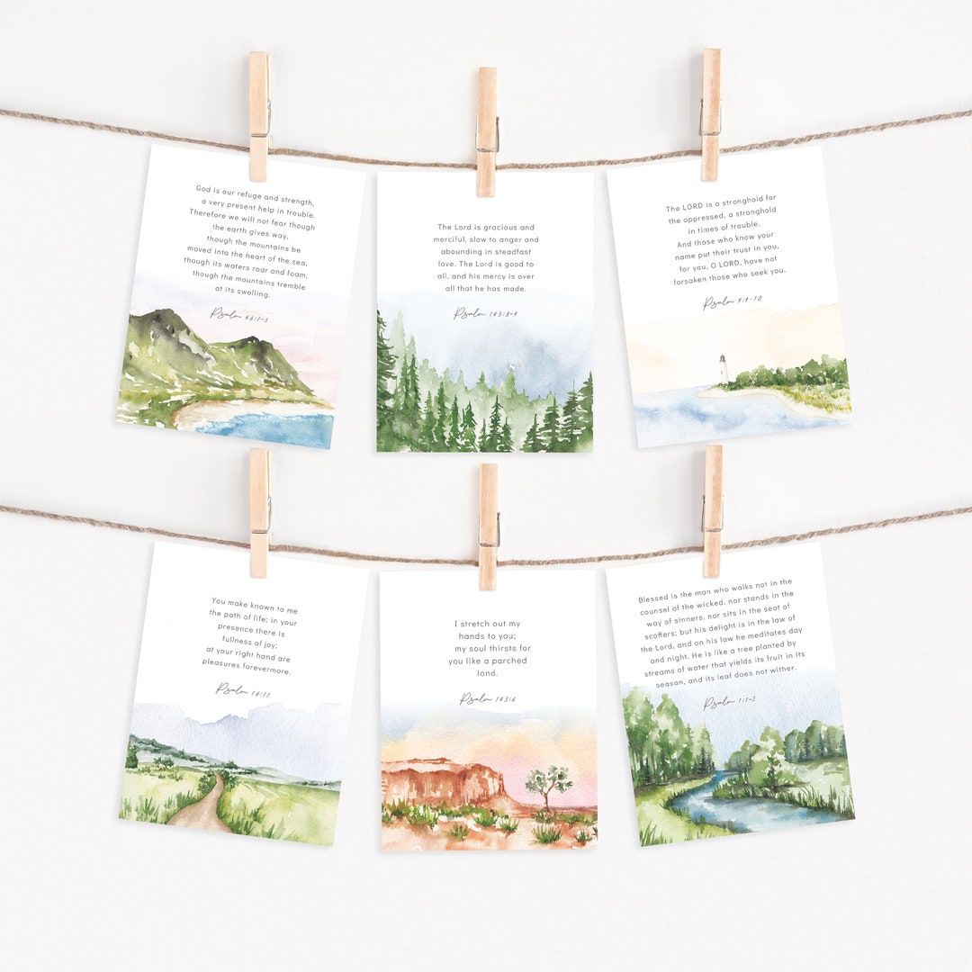 Scripture Card Set - PSALMS Edition - Watercolor Illustrated Bible ...
