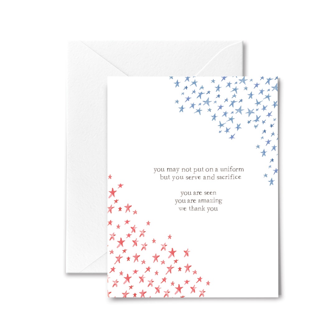 Military Spouse Card - Encouragement Friendship Support Card - Red Blue ...