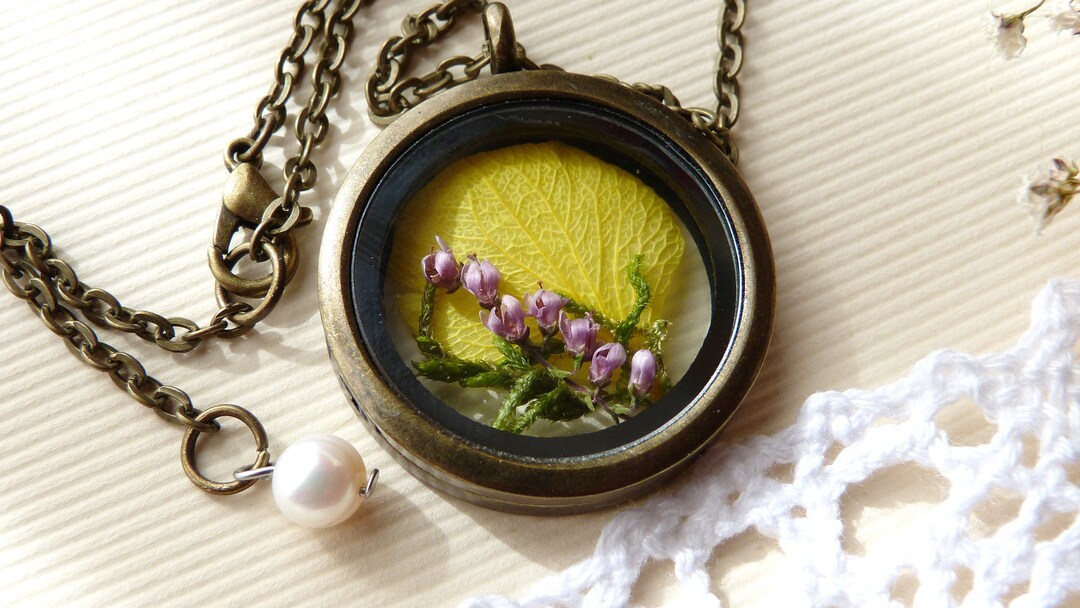 Yellow Flower Necklace,yellow Flower Pendant,yellow and Lilac Necklace ...