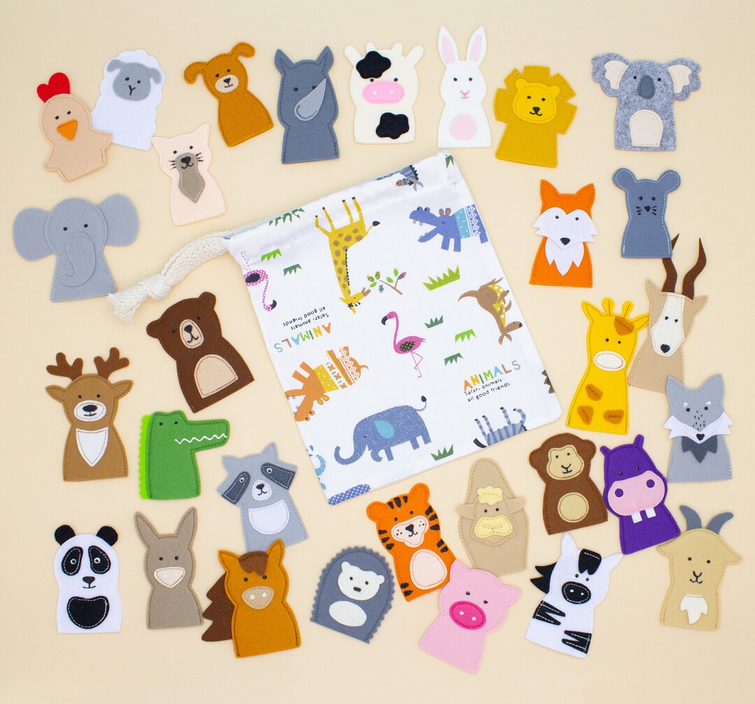 Felt Finger Puppet Set, Infant Toys, Montessori Materials, Baby Toys 6 ...