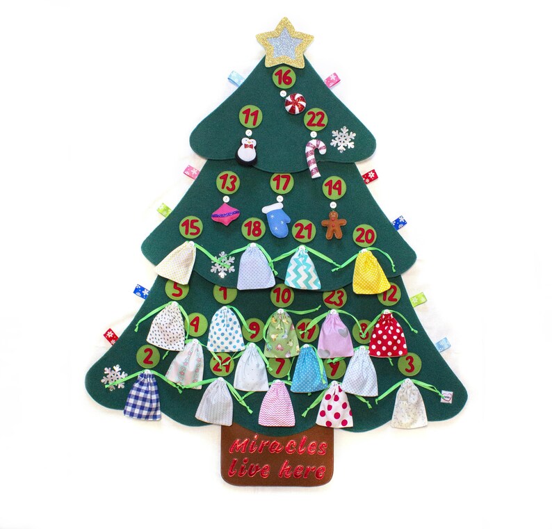 Felt Christmas Advent Calendar With Bags Christmas Tree | Etsy