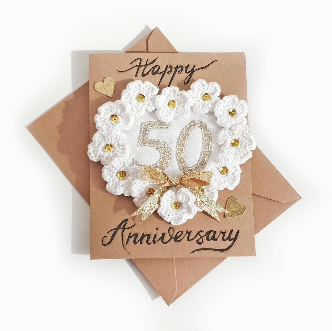 Handmade 50th Wedding Anniversary Card – Customizable for Any Milestone ...