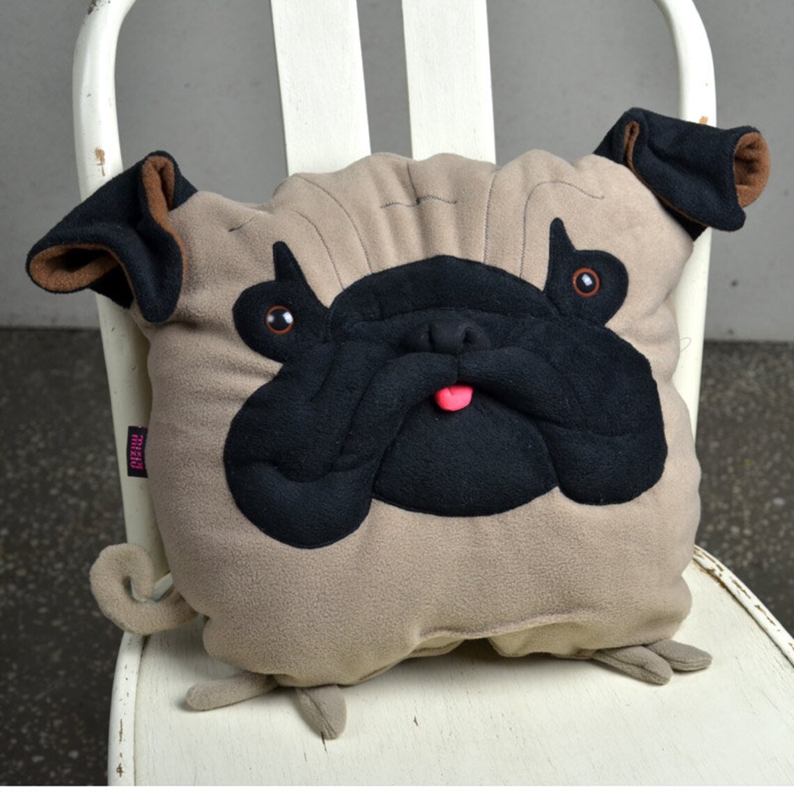 Fawn PUG PILLOW Beige Mops/ Tan Pug Mops Cushion, Art Doll Gift for Dog ...