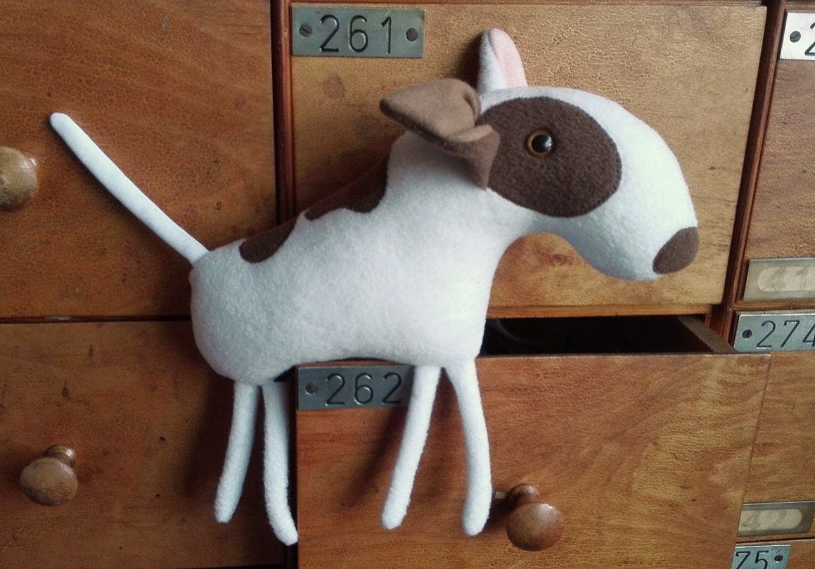 White Brown Bull Terrier, Plush Bull Terrier Doll , Dog Lover Gift ...