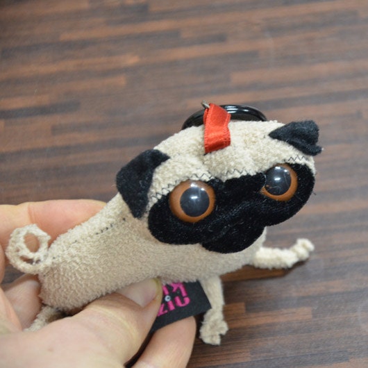 Cute Pug Keychain, Plush Pug Doll , Pug Gift, Dog Lover Gift, Pug Plush, Plush Pug Keychain, Art ...