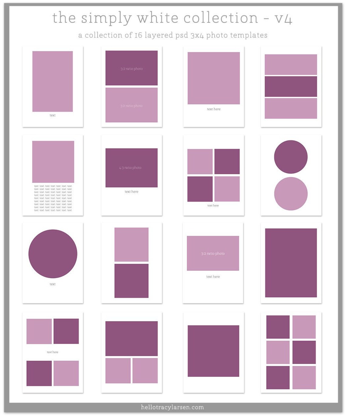 4x6 + 3x4 Photo Collage Templates Set of 15 (v4) Squared Edges - Simple ...