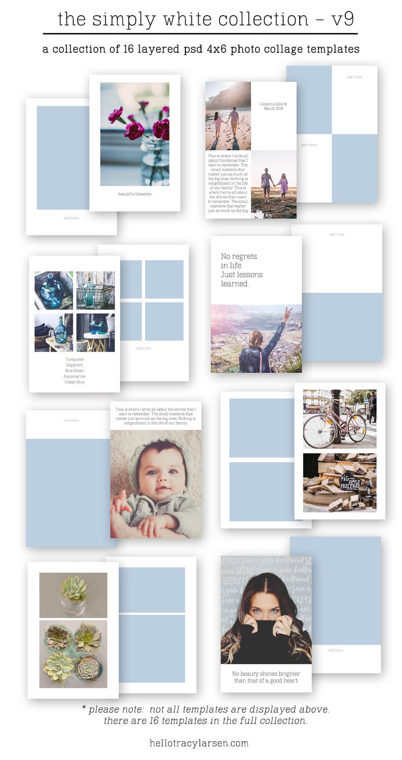 4x6 + 3x4 Photo Collage Templates Set of 15 (v9) Squared Edges - Simple ...
