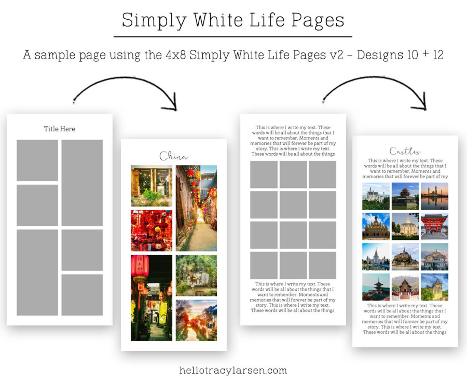 4x8 Digital Photo Collage Page Templates (v2) Simple, Easy, Modern ...