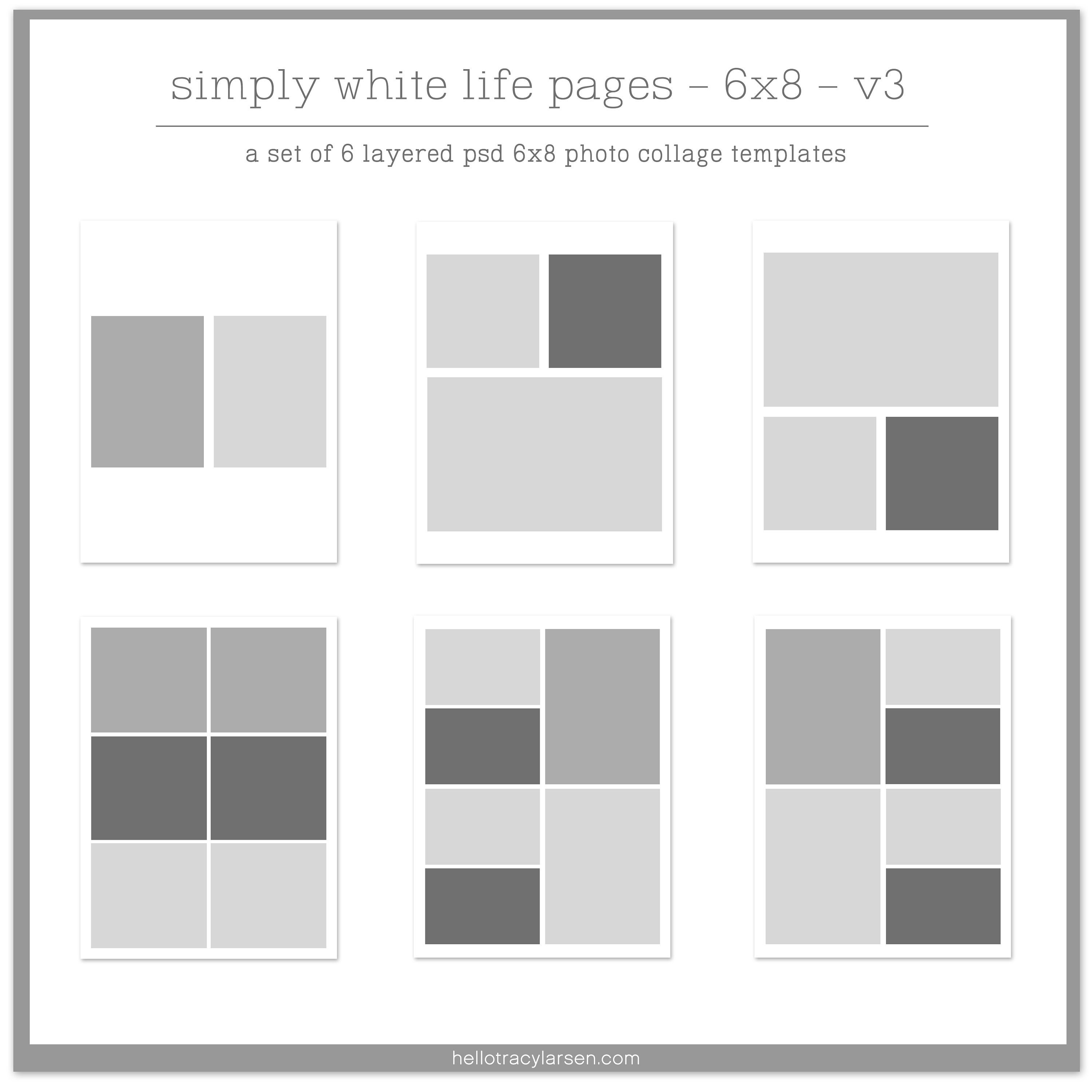 6x8 Digital Photo Collage Page Templates (v3) Simple, Easy, Modern ...