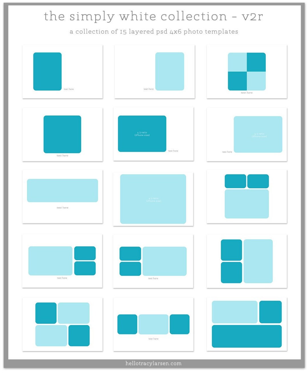 4x6 + 3x4 Photo Collage Templates Set of 15 (v2) Rounded Edges - Simple ...