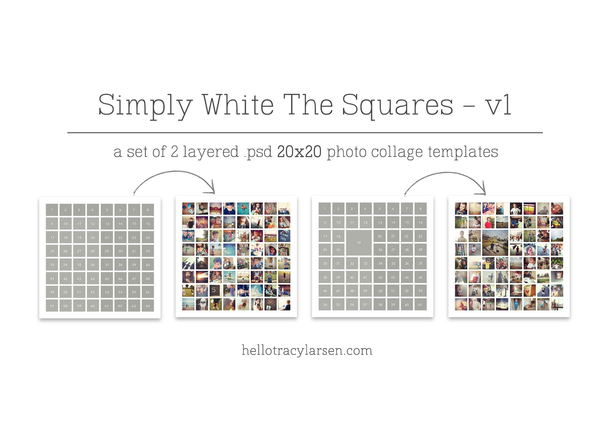 20x20 Digital Photo Collage Templates (v1) Simple, Easy, Modern & White ...