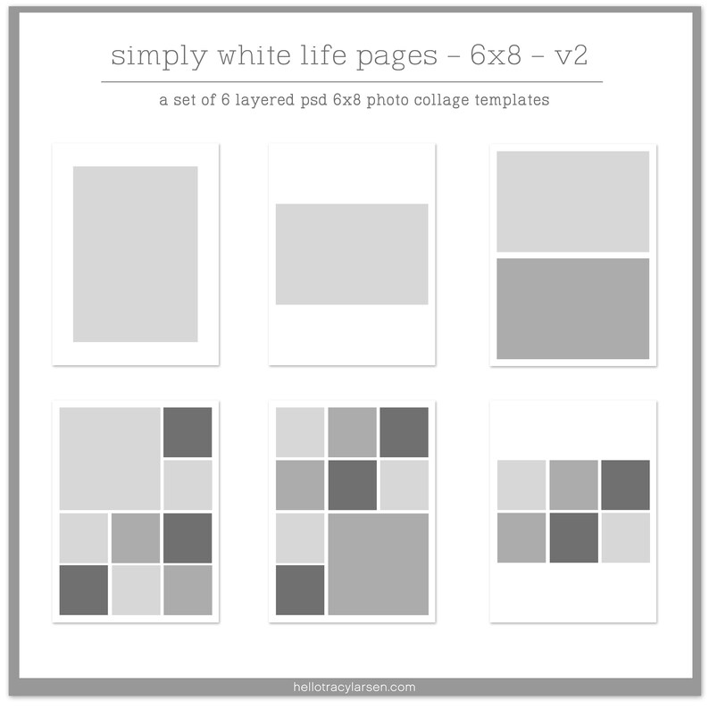6x8 Digital Photo Collage Page Templates (v2) Simple, Easy, Modern ...