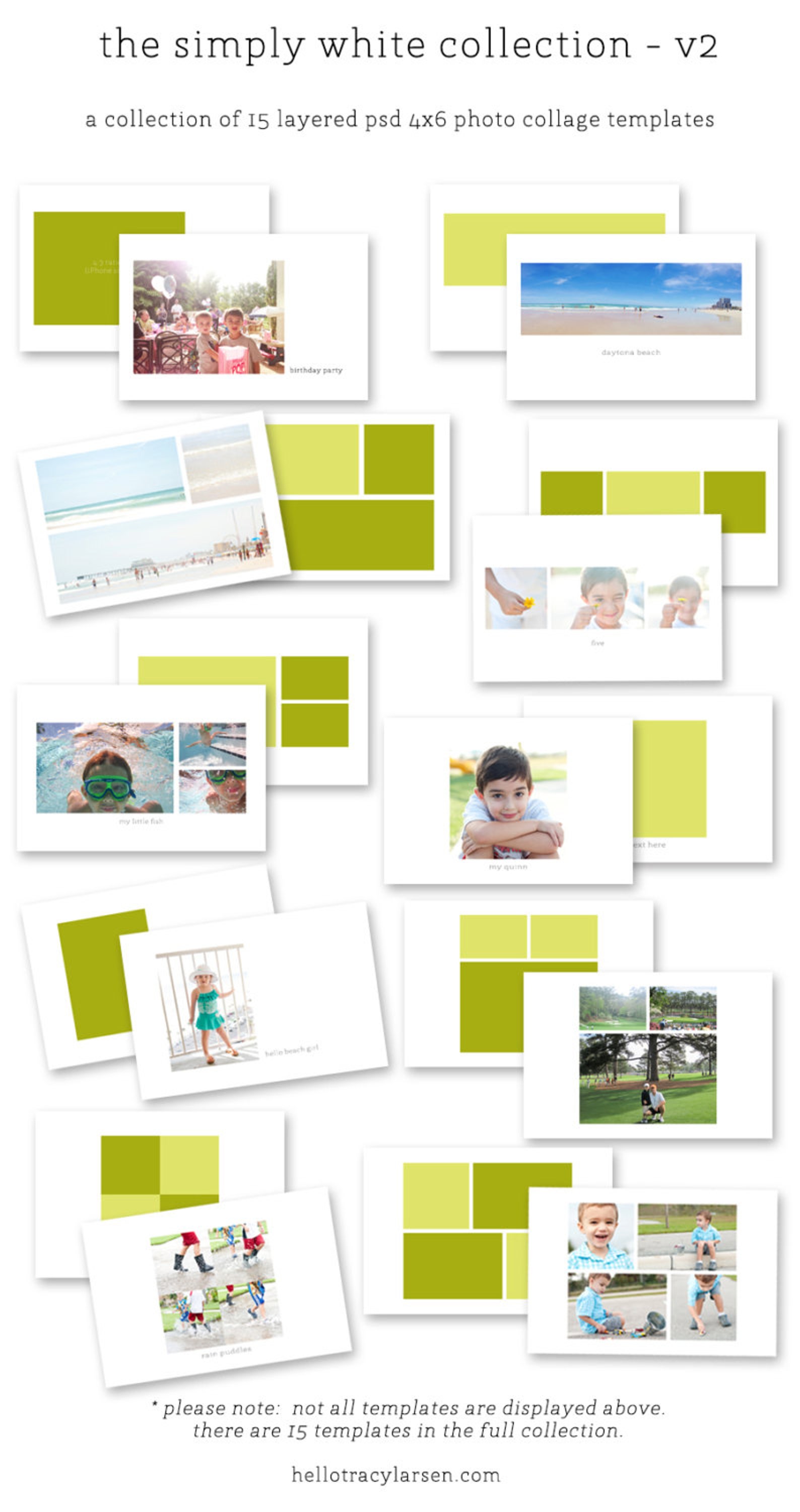 4x6 + 3x4 Photo Collage Templates Set of 15 (v2) Squared Edges - Simple ...