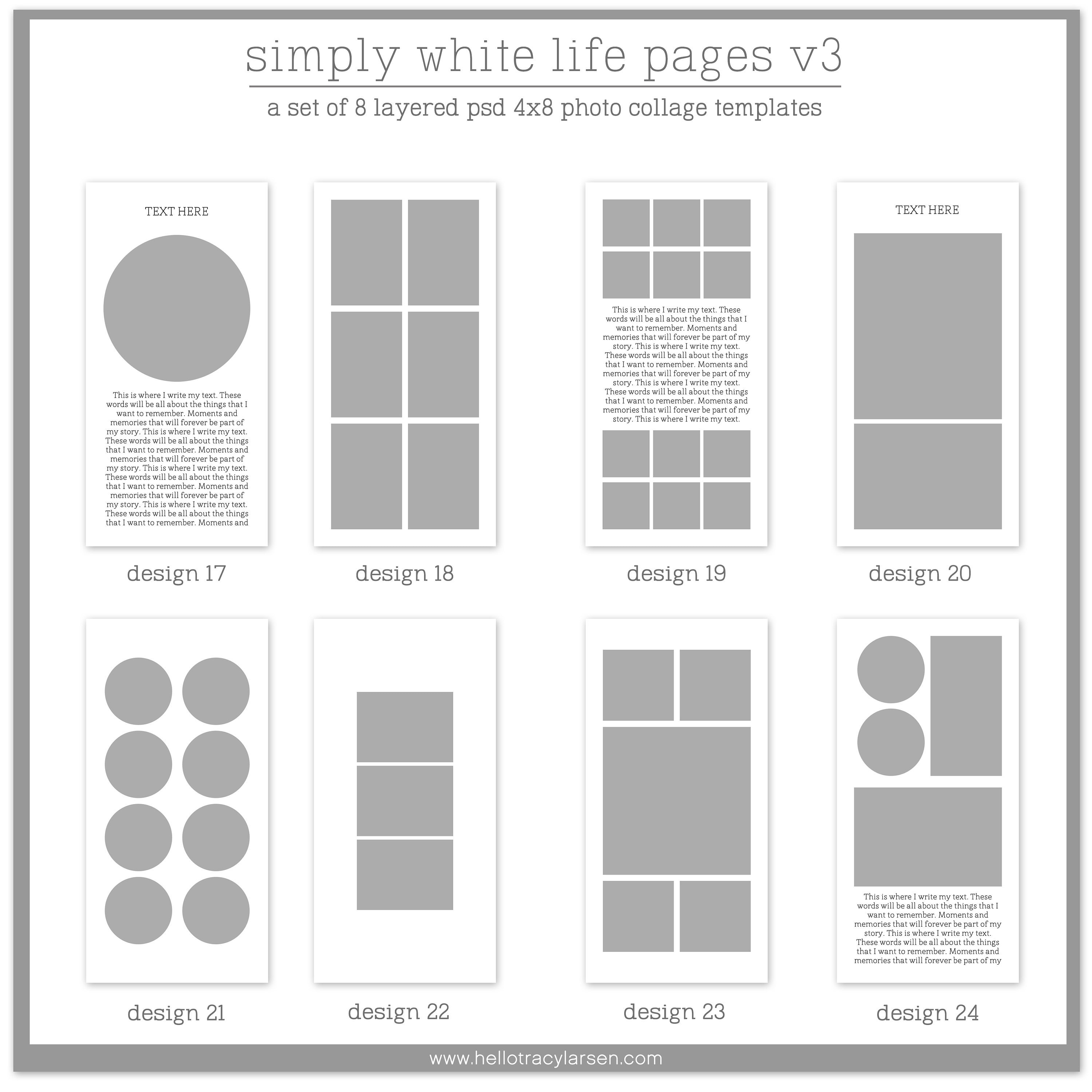 4x8 Digital Photo Collage Page Templates (v3) Simple, Easy, Modern ...