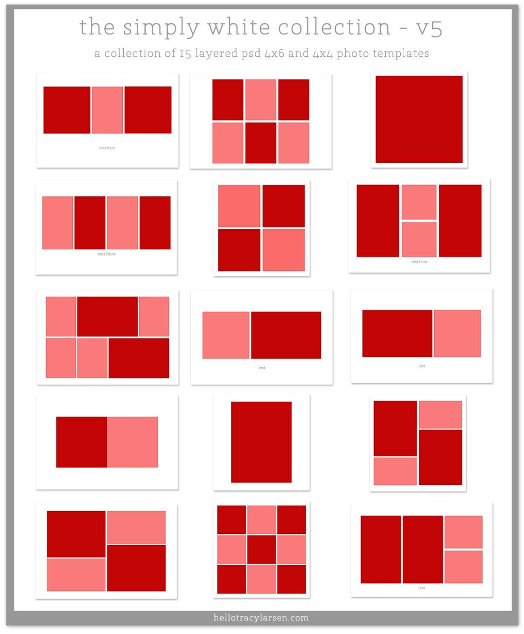 4x6 + 3x4 Photo Collage Templates Set of 15 (v5) Squared Edges - Simple ...