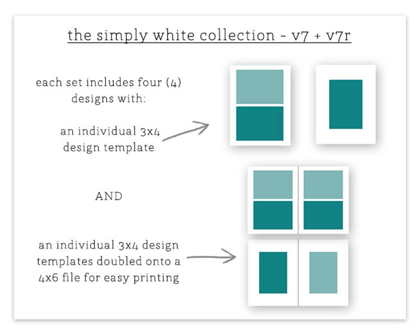 4x6 + 3x4 Photo Collage Templates Set of 15 (v7) Squared Edges - Simple ...