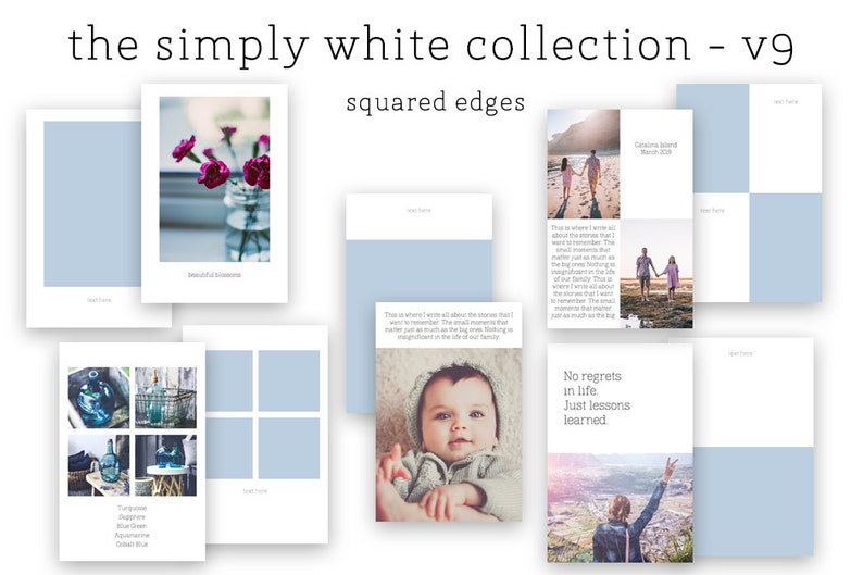 4x6 + 3x4 Photo Collage Templates Set of 15 (v9) Squared Edges - Simple ...