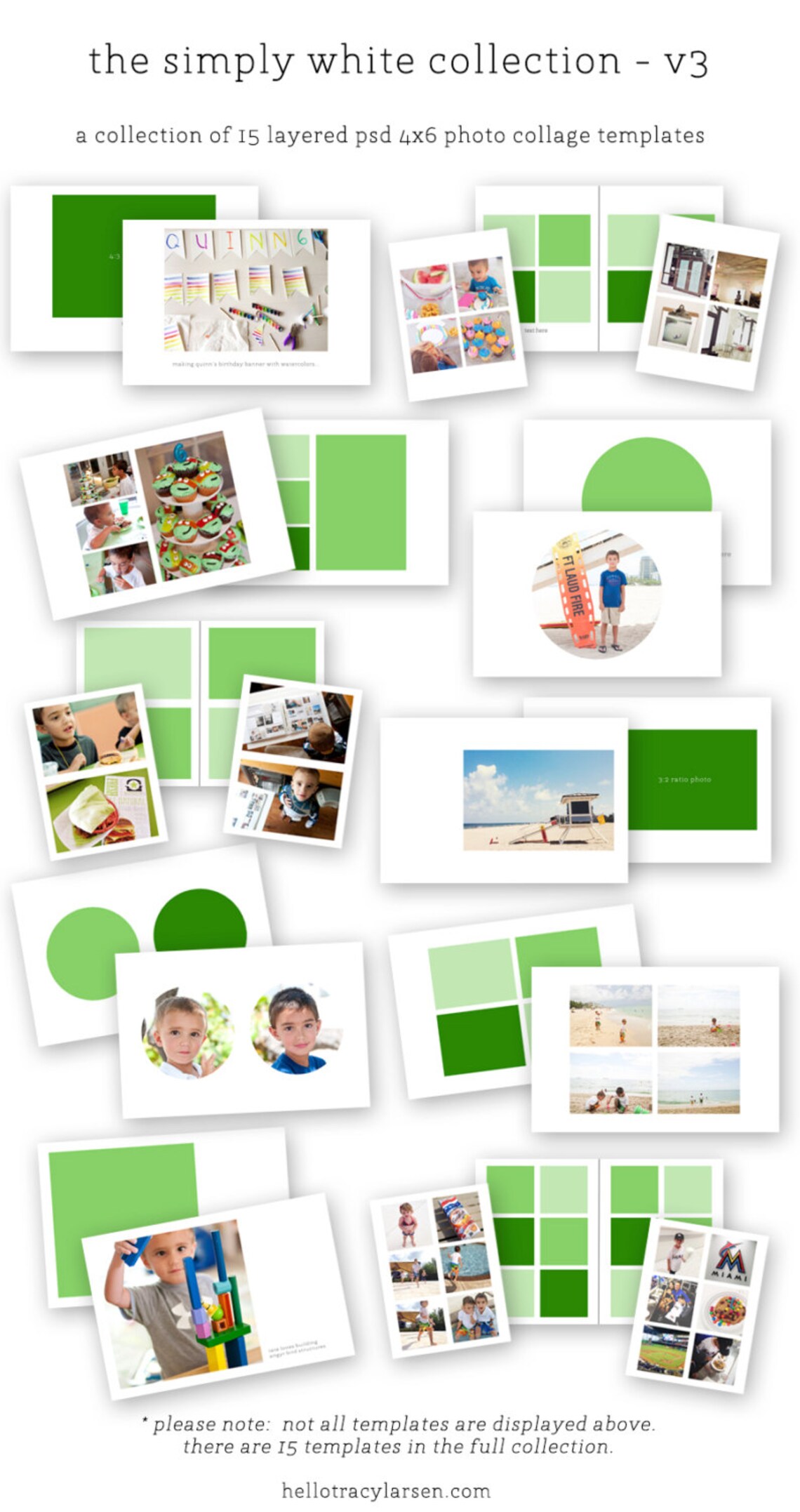 4x6 + 3x4 Photo Collage Templates Set of 15 (v3) Squared Edges - Simple ...