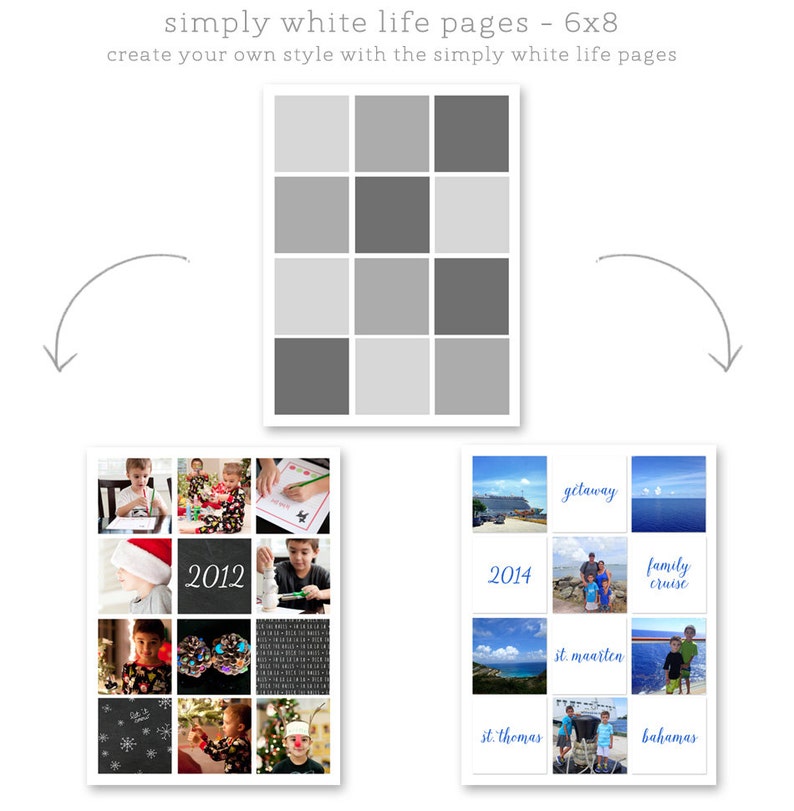 6x8 Digital Photo Collage Page Templates (v2) Simple, Easy, Modern ...