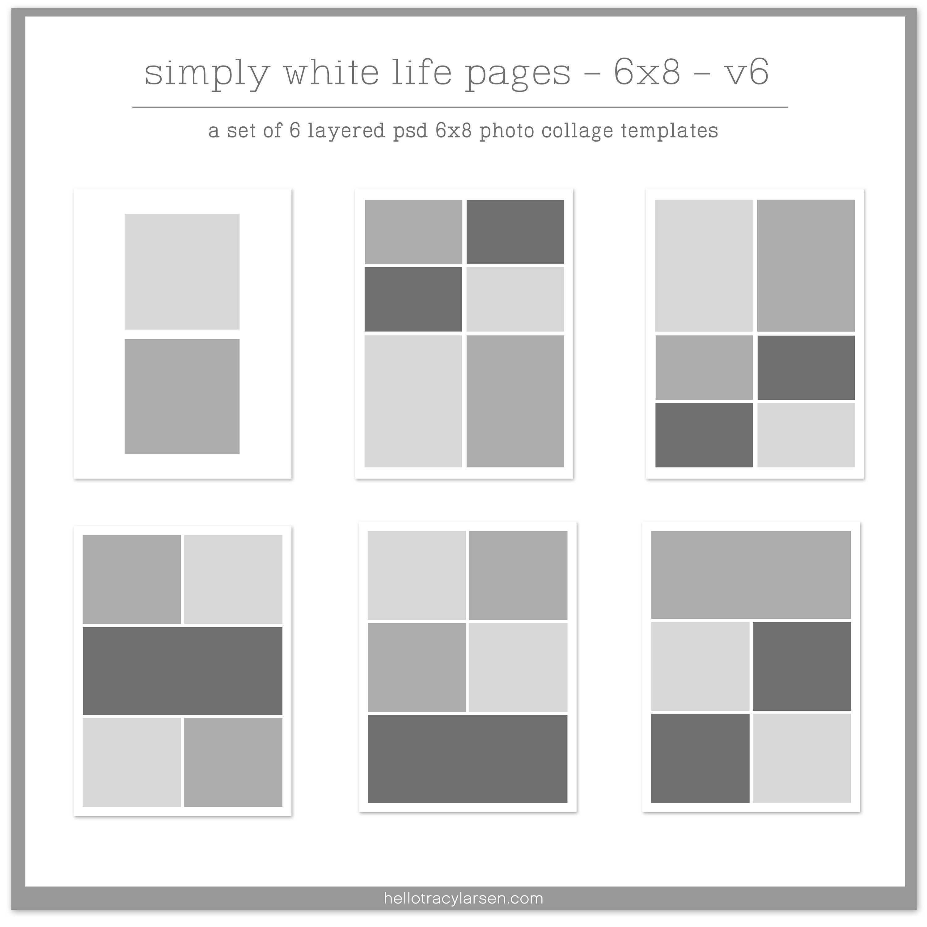6x8 Digital Photo Collage Page Templates v6 Simple, Easy, Modern ...