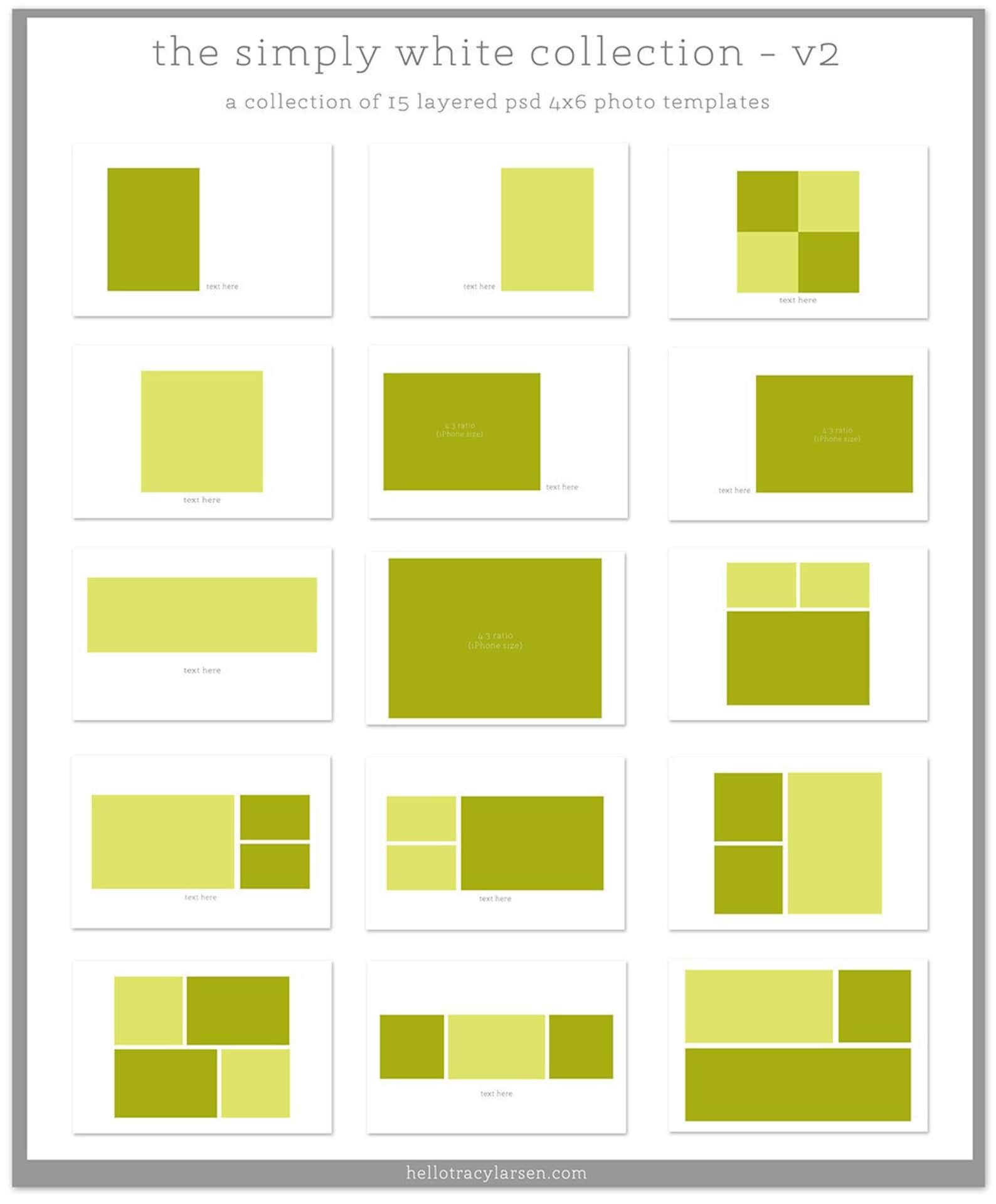 4x6 + 3x4 Photo Collage Templates Set of 15 (v2) Squared Edges - Simple ...