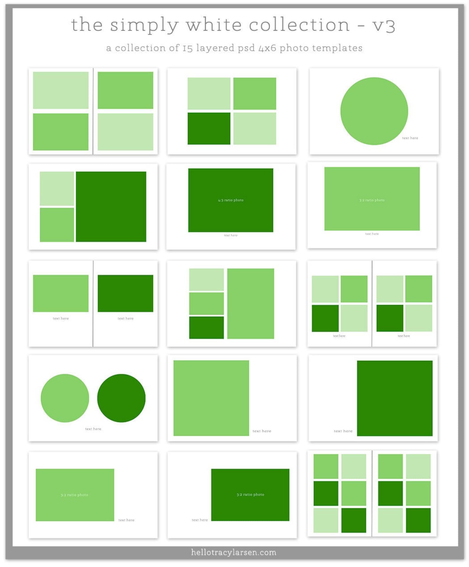 4x6 + 3x4 Photo Collage Templates Set of 15 (v3) Squared Edges - Simple ...