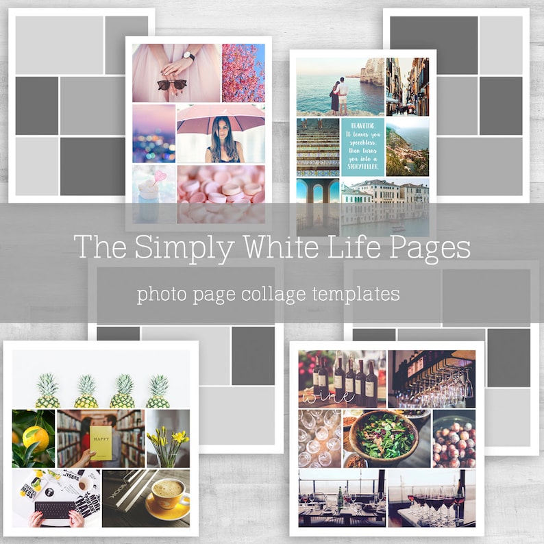 4x8 Digital Photo Collage Page Templates (v1) Simple, Easy, Modern ...
