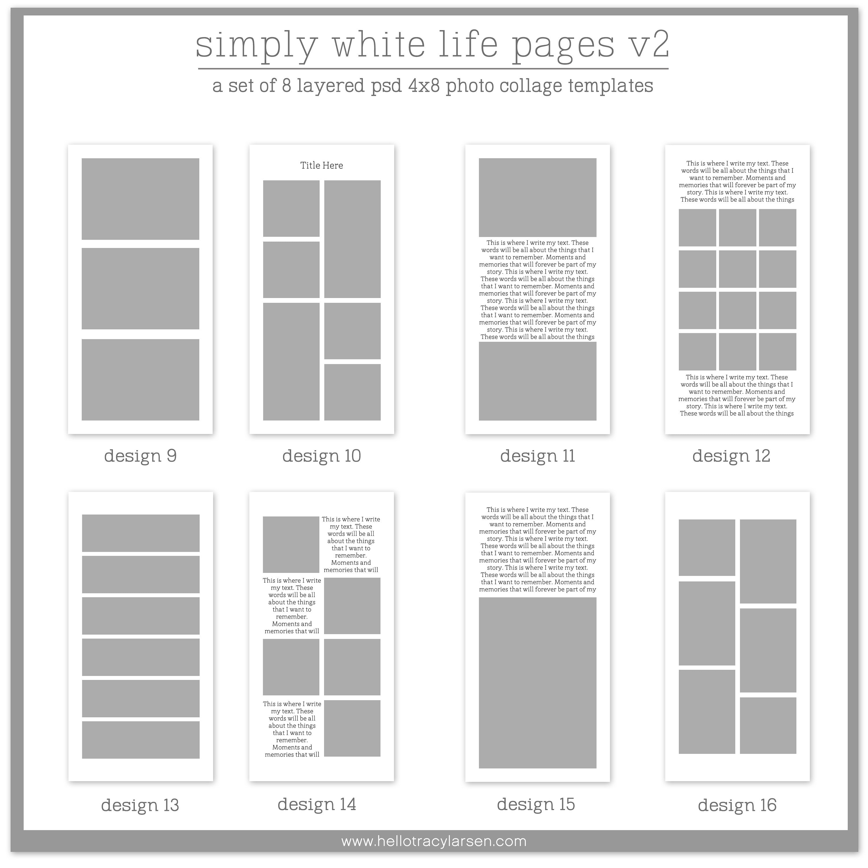 4x8 Digital Photo Collage Page Templates (v2) Simple, Easy, Modern ...