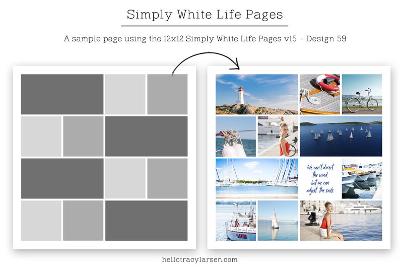 12x12 Digital Photo Collage Page Templates (v15) Simple, Easy, Modern ...