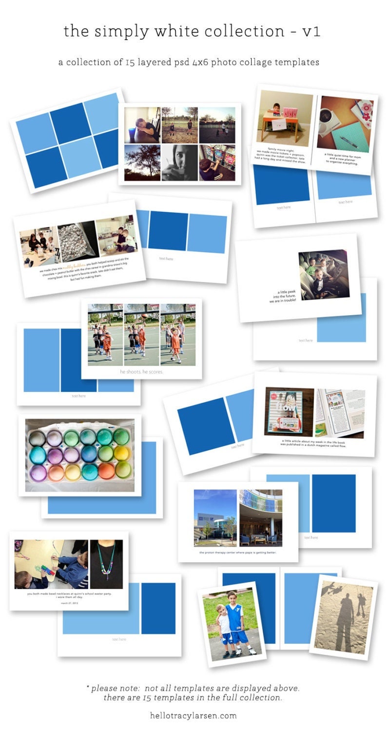 4x6 + 3x4 Photo Collage Templates Set of 15 (v1) Squared Edges - Simple ...