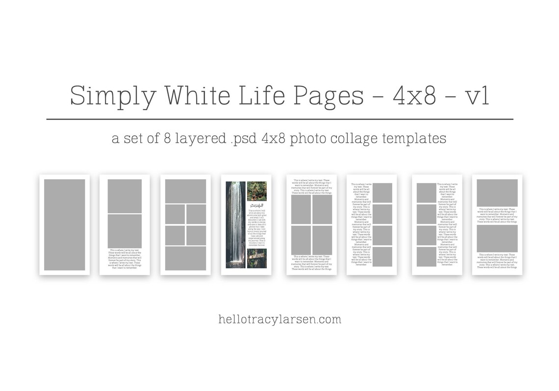 4x8 Digital Photo Collage Page Templates (v1) Simple, Easy, Modern ...