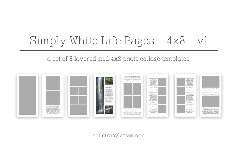 4x8 Digital Photo Collage Page Templates (v1) Simple, Easy, Modern ...