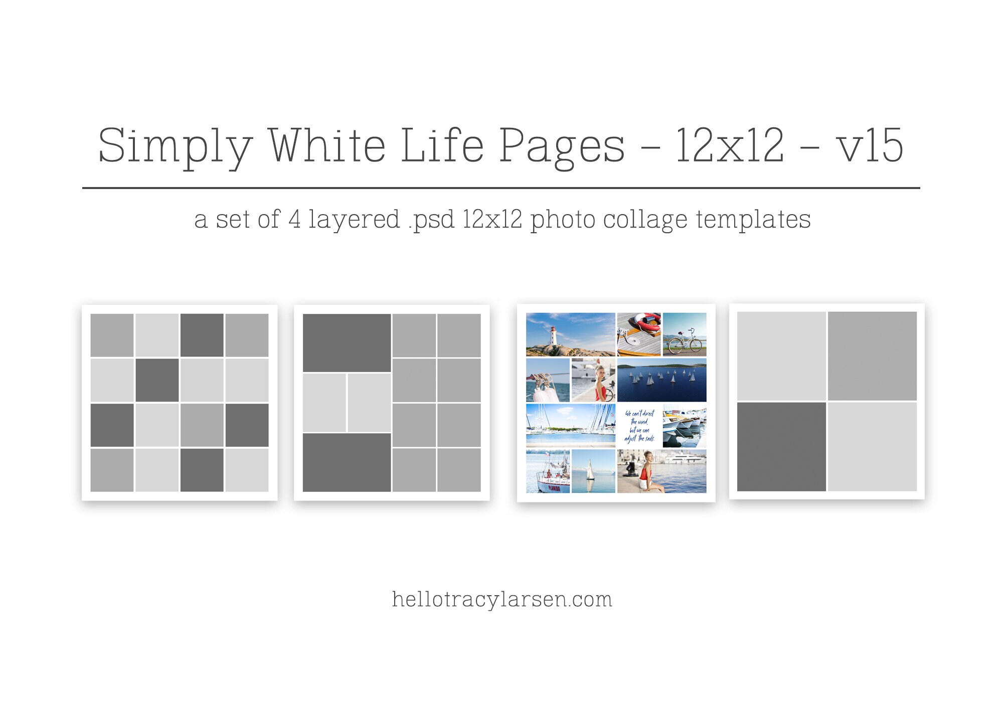 12x12 Digital Photo Collage Page Templates (v15) Simple, Easy, Modern ...
