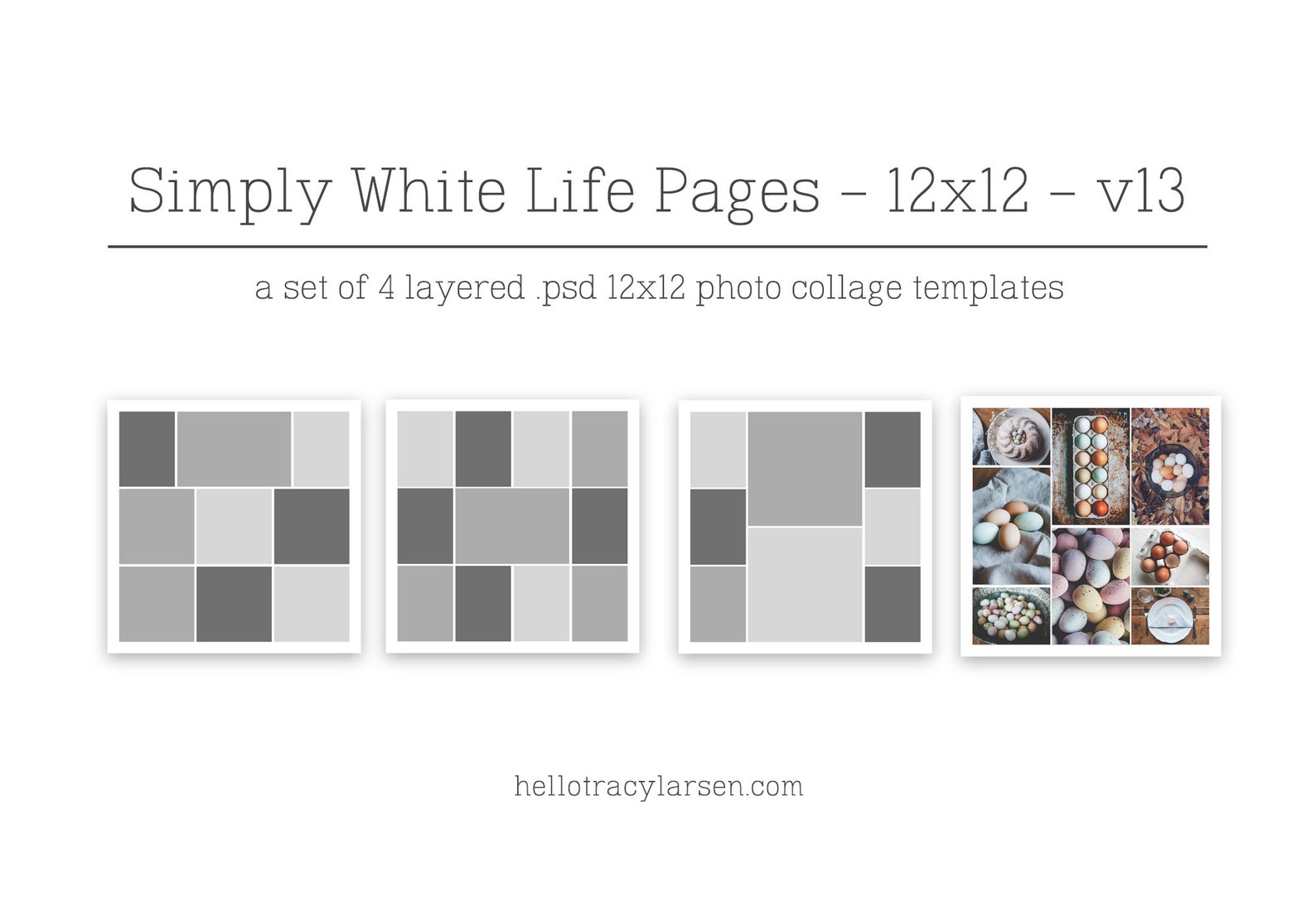 12x12 Digital Photo Collage Page Templates (v13) Simple, Easy, Modern ...