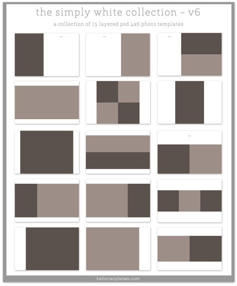 4x6 3x4 Photo Collage Templates Set of 15 v6 Squared Edges Simple, Easy ...